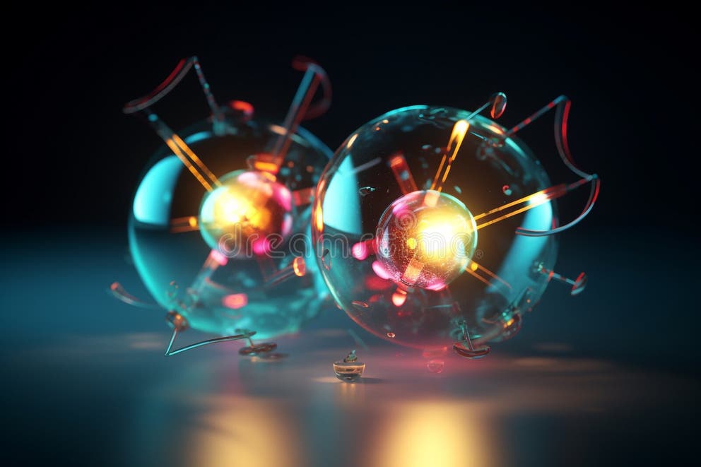 Collision of Two Atoms Illustration. Generative AI Stock Illustration ...