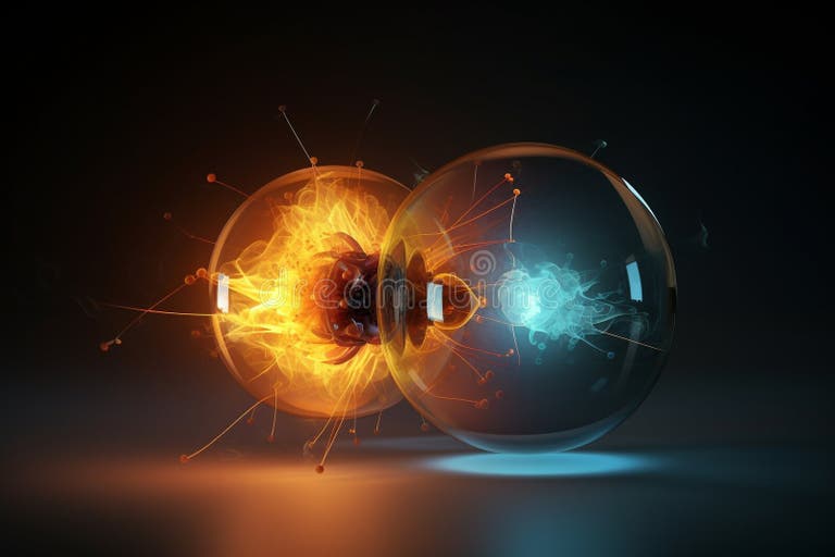 Collision of Two Atoms Illustration. Generative AI Stock Illustration ...