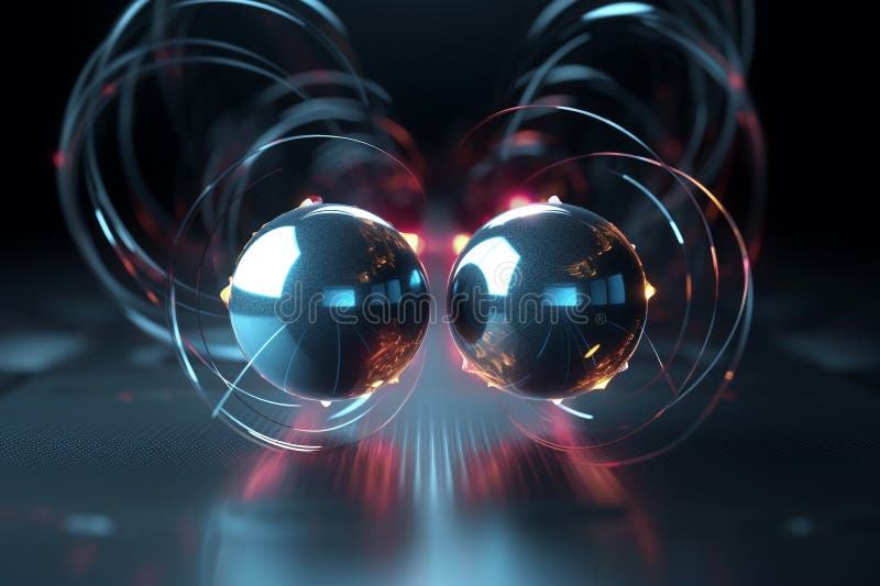 Collision of Two Atoms Illustration. Generative AI Stock Illustration ...