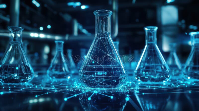 Science and Technology Concept Featuring Laboratory Flasks and ...