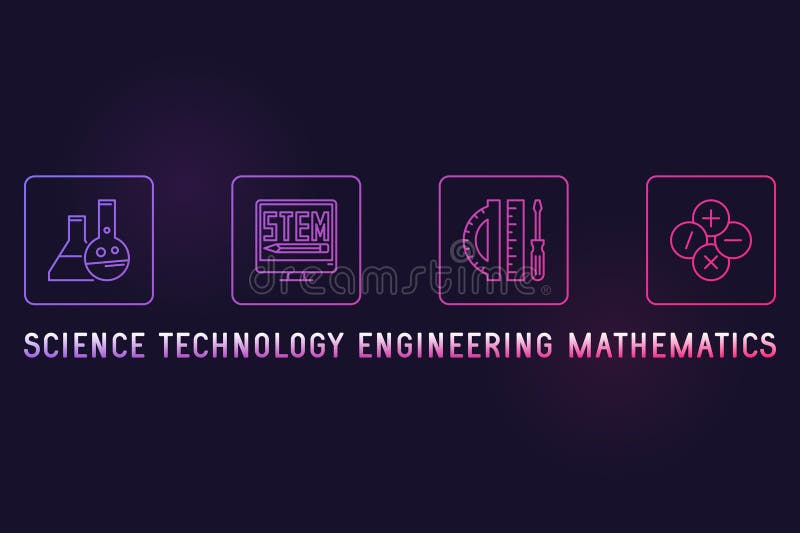 Science, Technology, Engineering, Mathematics Line Colorful ...
