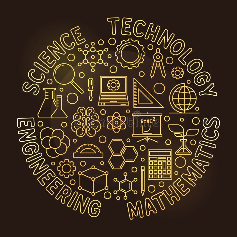 Science, Technology, Engineering, Mathematics Vector Golden Banner ...