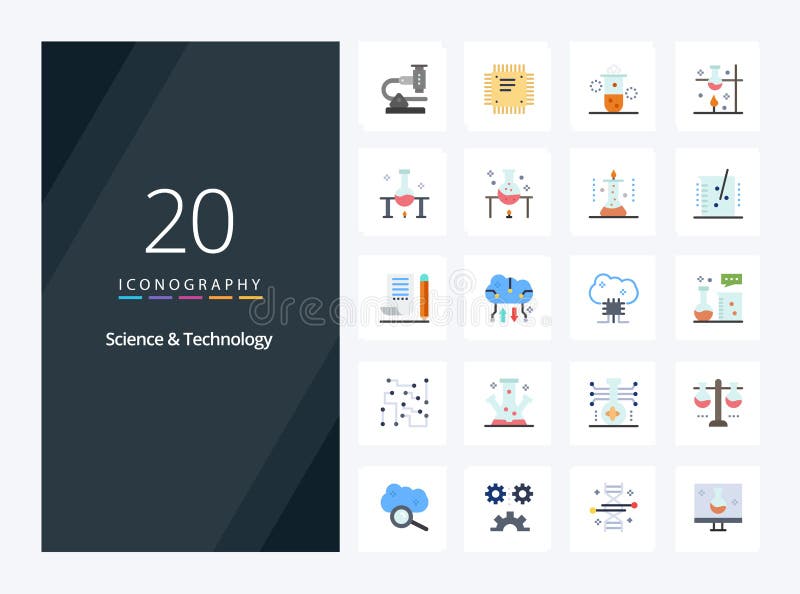 20 Science and Technology Flat Color Icon for Presentation Stock Vector ...