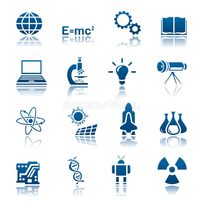 Science & Technology Icon Set Stock Vector - Illustration of atom ...