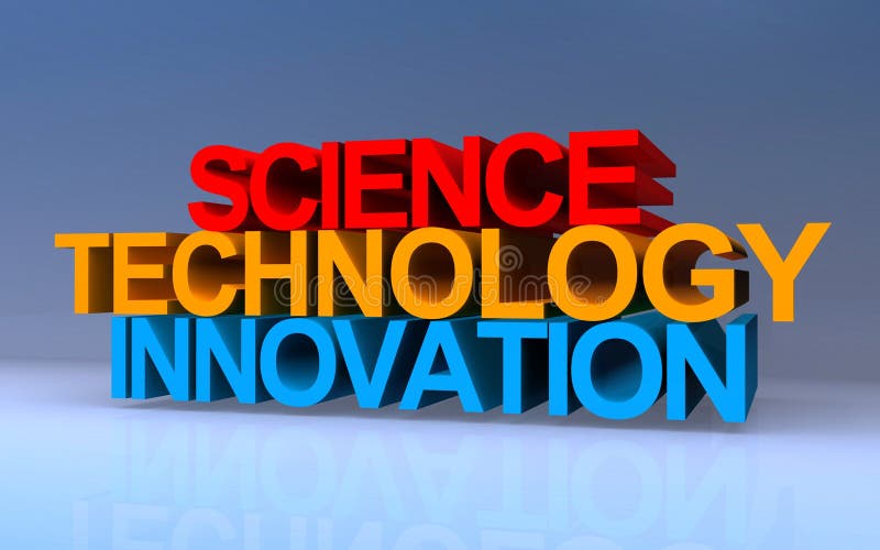 Science Technology Innovation on Blue Stock Illustration - Illustration ...