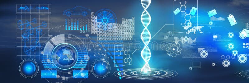 Science and Technology Interface in Front of Sky Stock Illustration ...