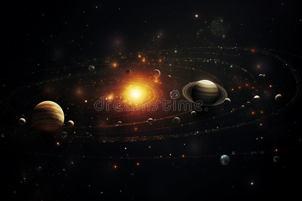 Solar System Surreal and Abstract Background Stock Illustration ...