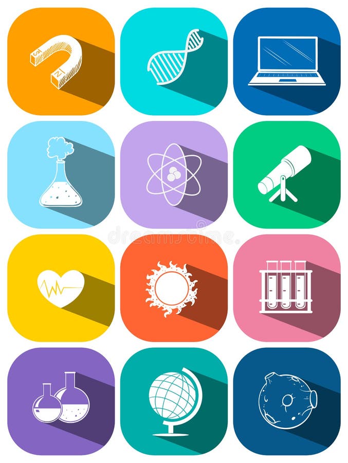 Science and Technology Symbols on Buttons Stock Vector - Illustration ...