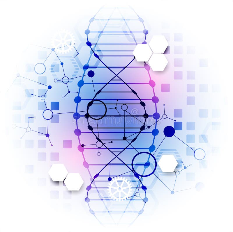 Science Template, Blue Wallpaper or Banner with a DNA Molecules. Stock ...