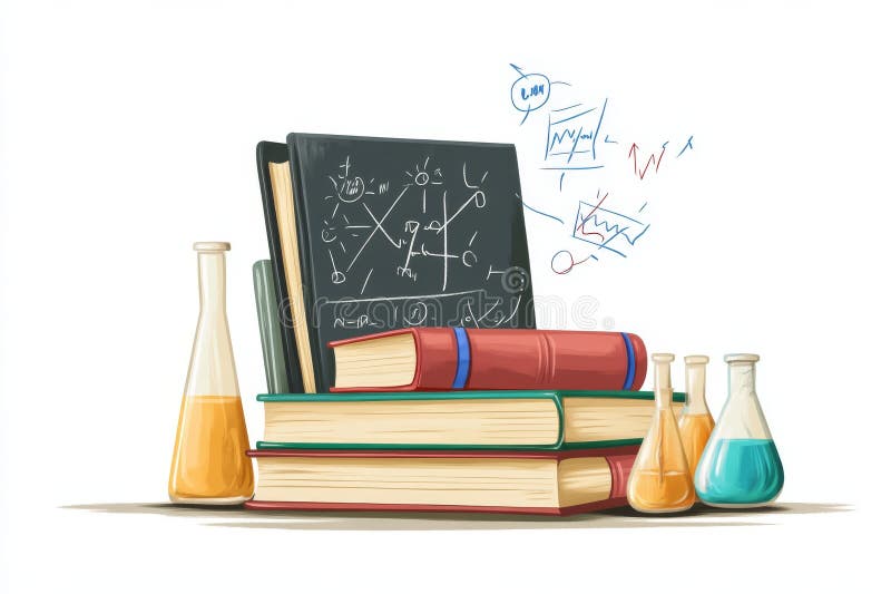 Science Textbooks and Diagrams Stock Illustration - Illustration of ...