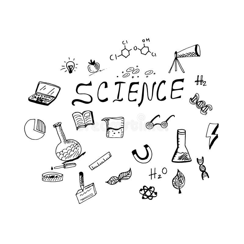 Science Theme in Sketch Style, Hand Drawn Vector Illustration Stock ...