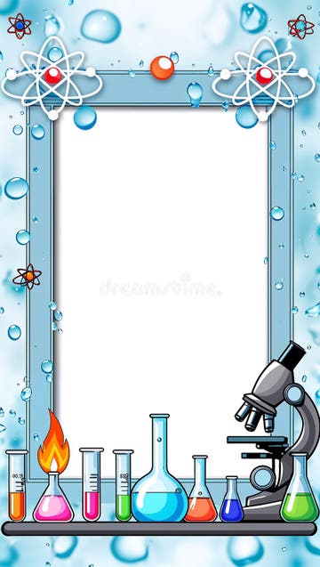 Science Themed Border Design with Light Blue Frame and Water Droplet ...