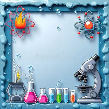 Science Themed Border Design with Light Blue Frame and Water Droplet ...