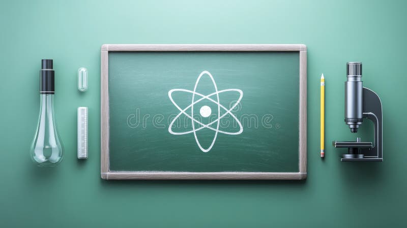 A Science-themed Image Features a Blackboard with a Microscope and an ...