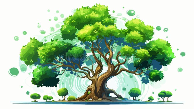 Science Tree Vector Drawing Cartoon Stock Vector - Illustration of ...
