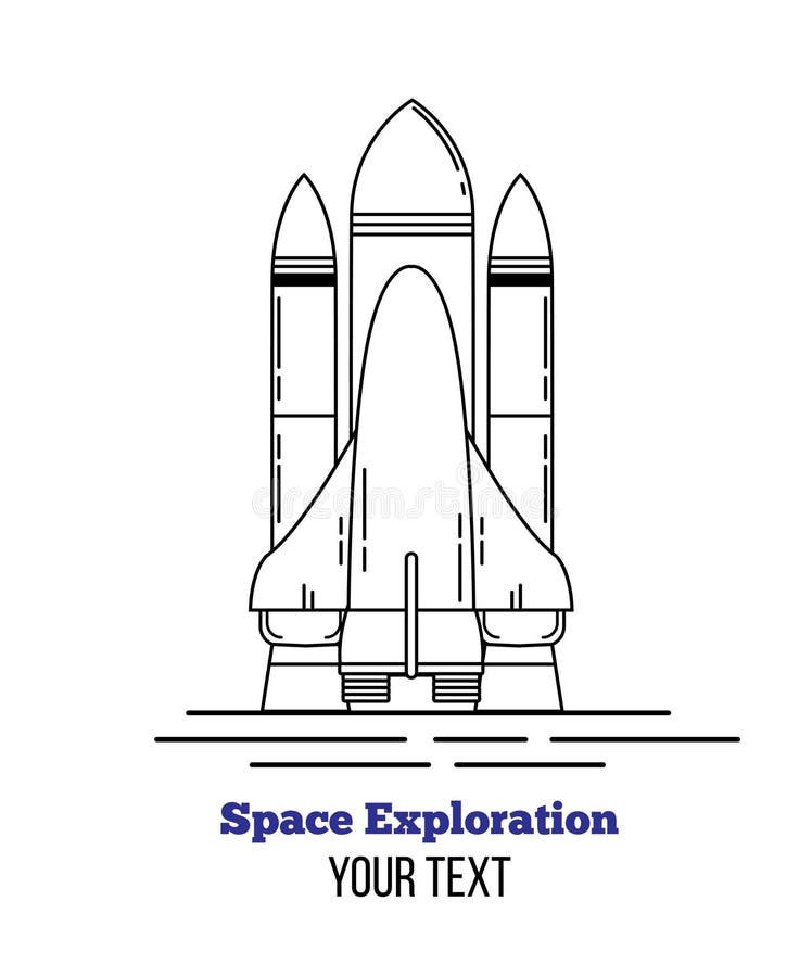 Space Shuttle Line Art stock vector. Illustration of flat - 302156886