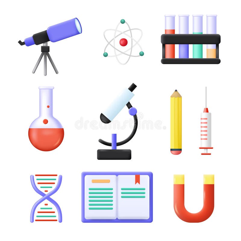 Science Vector 3d Icon Laboratory Research Set Stock Vector ...