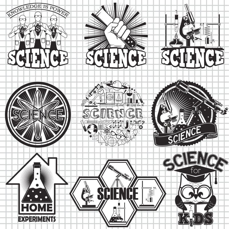 Science Vector Labels Design. Home Experiment and Science for Kids ...