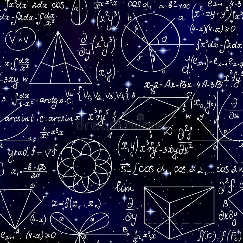Science Vector Seamless Background with Math Figures, Plots and ...