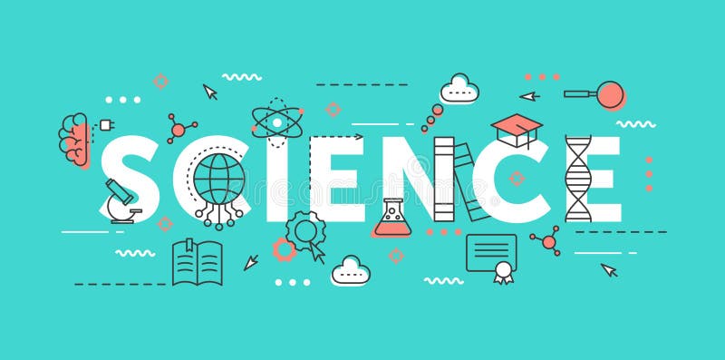Science Word Thin Line Vector Illustration with Scientific Knowledge ...