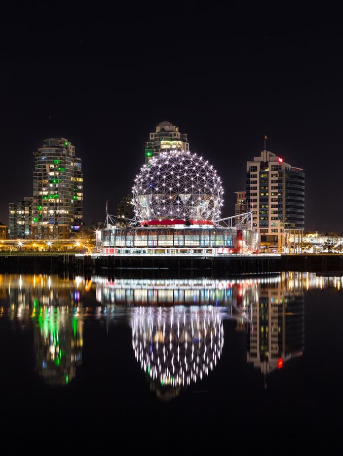 Science World at Night Located beside False Creek, Vancouver. Editorial ...
