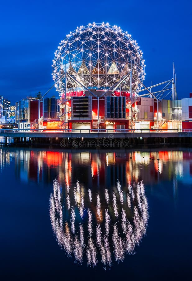 Science World night editorial stock image. Image of mirror - 43911459