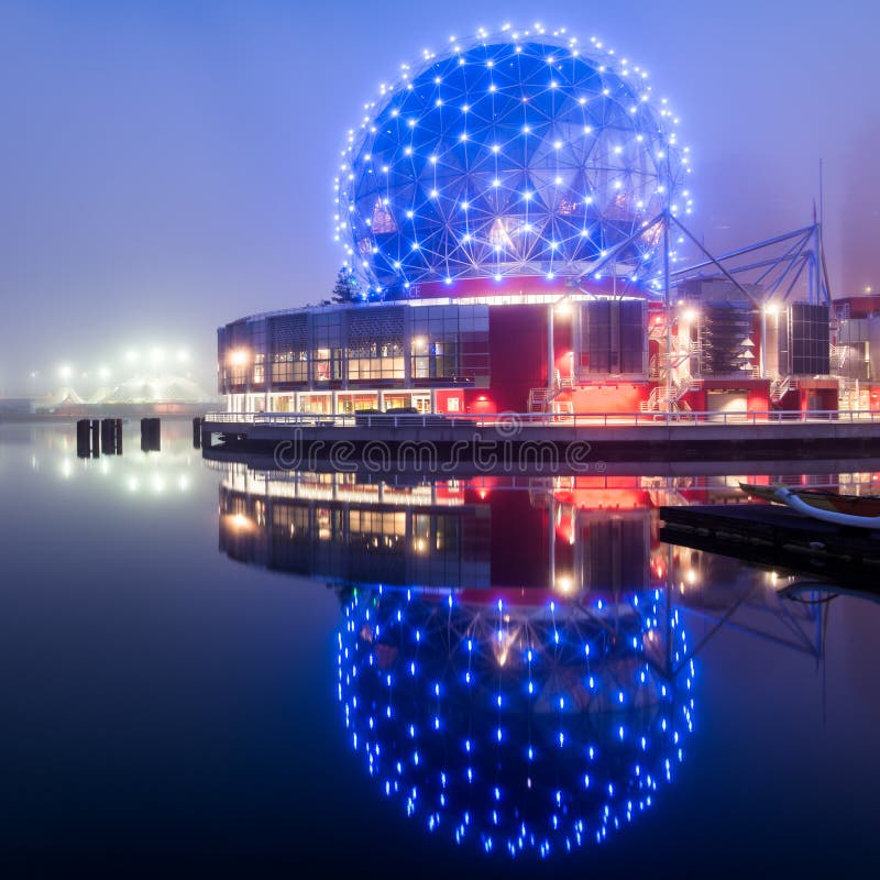 Science World Reflection in Vancouver at Night Editorial Image - Image ...