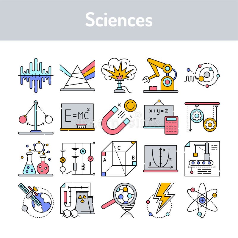 Sciences Color Line Icons Set. Signs for Web Page, Mobile App, Button ...