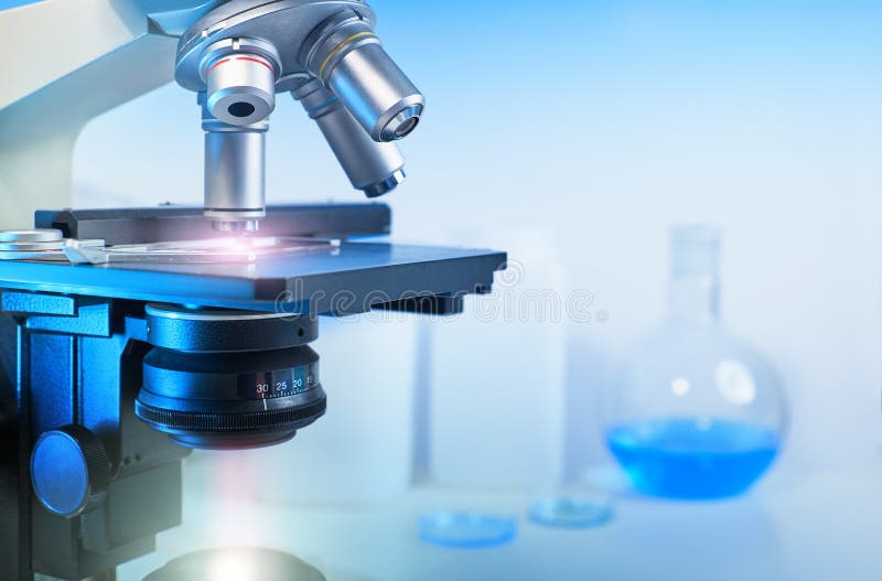 Scientific Background With Closeup On Light Microscope And Labor Stock ...