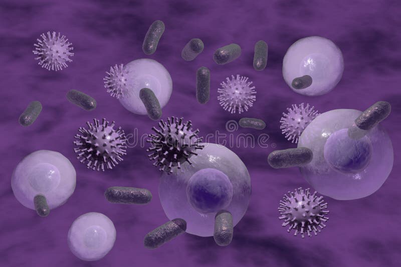 Pathogenic Viruses and Bacteria Infecting Human Cells. 3d Illustration ...