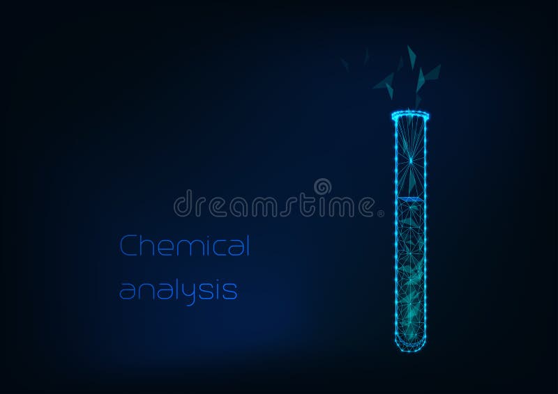 Scientific Background with Low Poly Wireframe Beaker, Tes Tube and ...