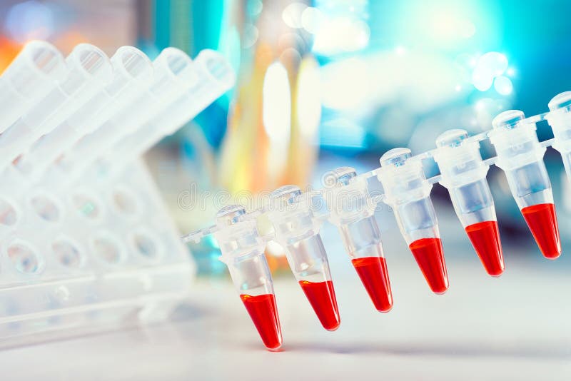 Scientific Background with Text Space in Blue and Red Stock Photo ...