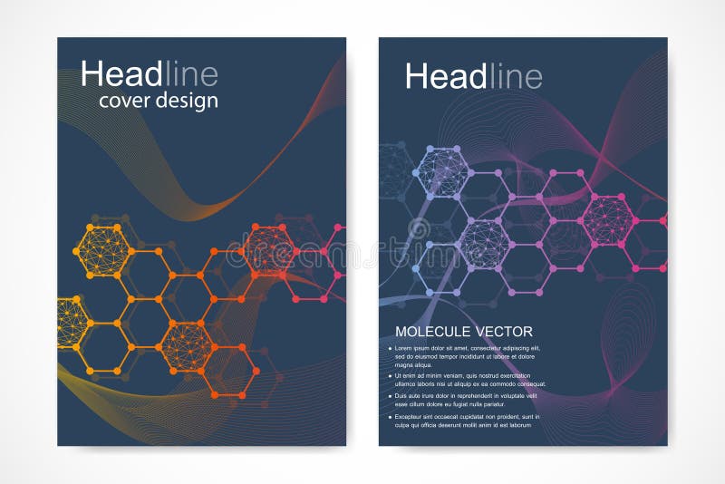 Scientific Brochure Design Template. Vector Flyer Layout, Molecular ...