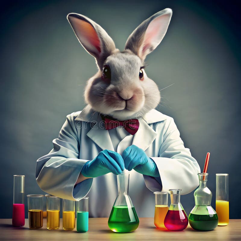 Scientific Bunny: a Rabbit in a Lab Coat Conducting Experiments with ...
