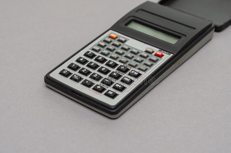 Scientific Calculator Against Gray Background Stock Image - Image of ...