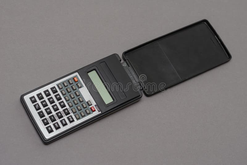 Scientific Calculator Against Gray Background Stock Image - Image of ...