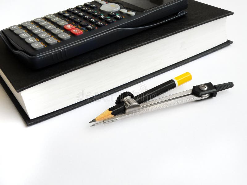 Scientific Calculator, Book and Compass Stock Image - Image of ...