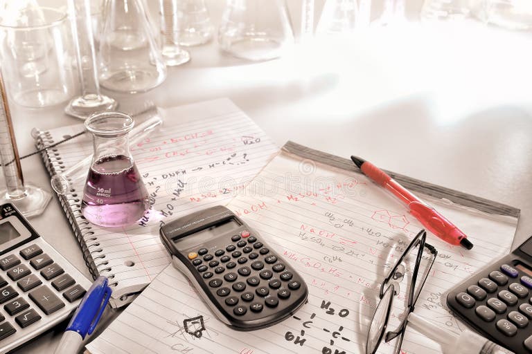 Scientific Calculator and Chemistry Formulas Notes Stock Photo - Image ...