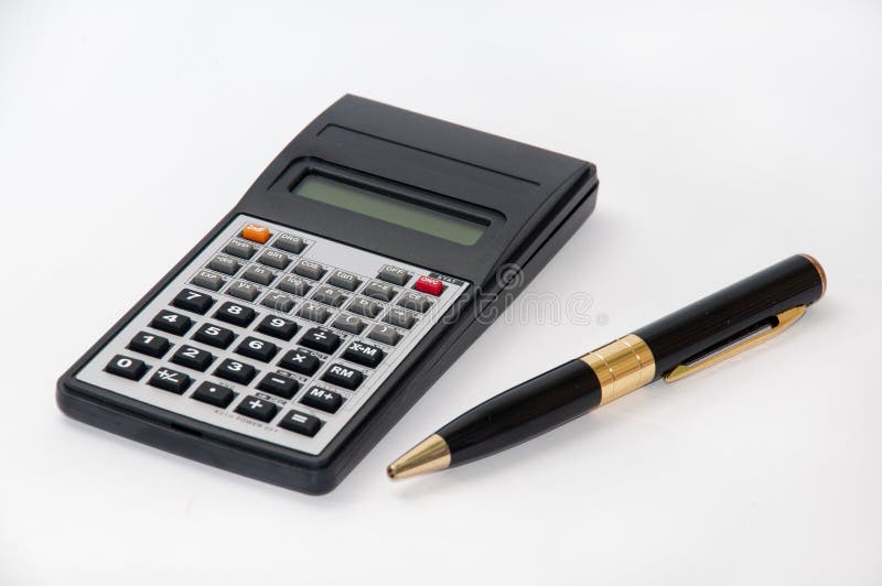 Scientific Calculator and Golden Pen Stock Photo - Image of calculating ...