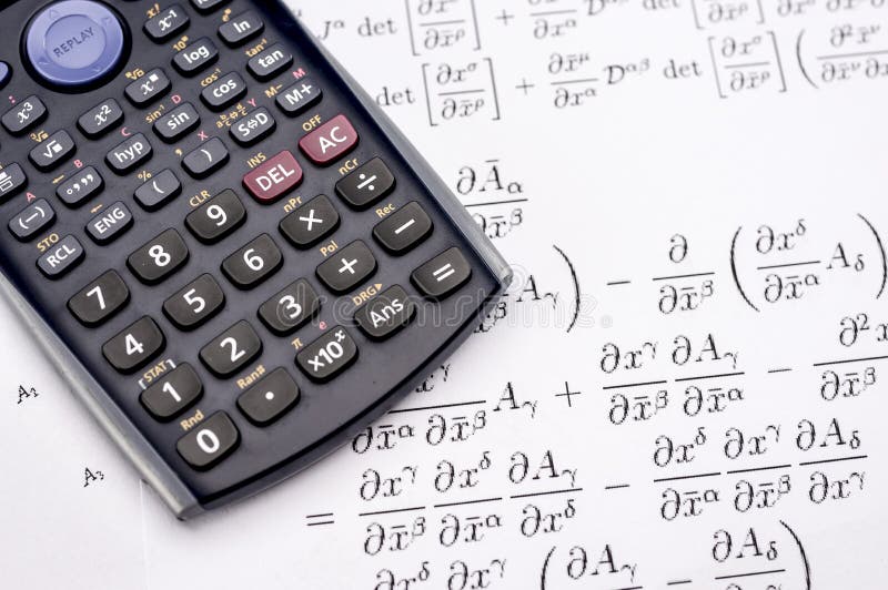 Scientific Calculator and Mathematical Equations Stock Photo - Image of ...