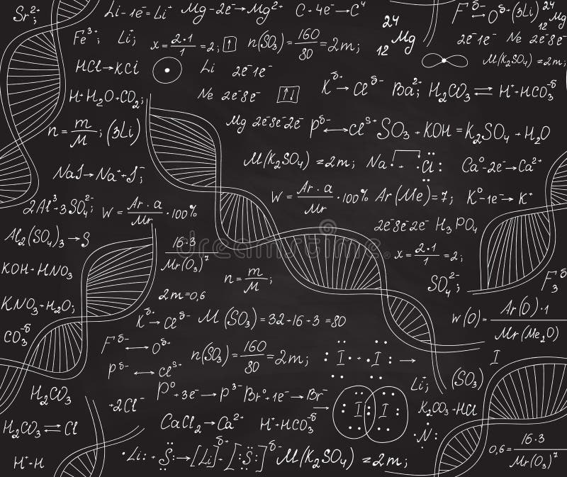 Chemistry Vector Seamless Texture with Chemical Formulas, Equations ...