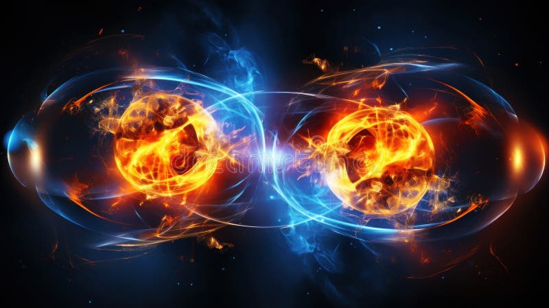 Scientific Concept of Depicting the Fusion of Two Atoms. Sci-fi ...