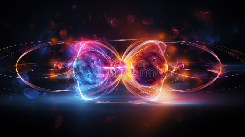 Scientific Concept of Depicting the Fusion of Two Atoms. Sci-fi ...