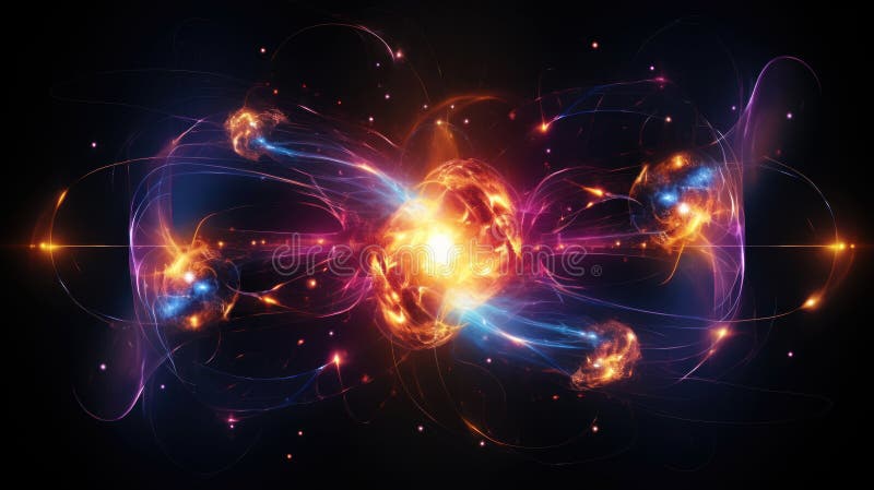 Scientific Concept of Depicting the Fusion of Two Atoms. Sci-fi ...