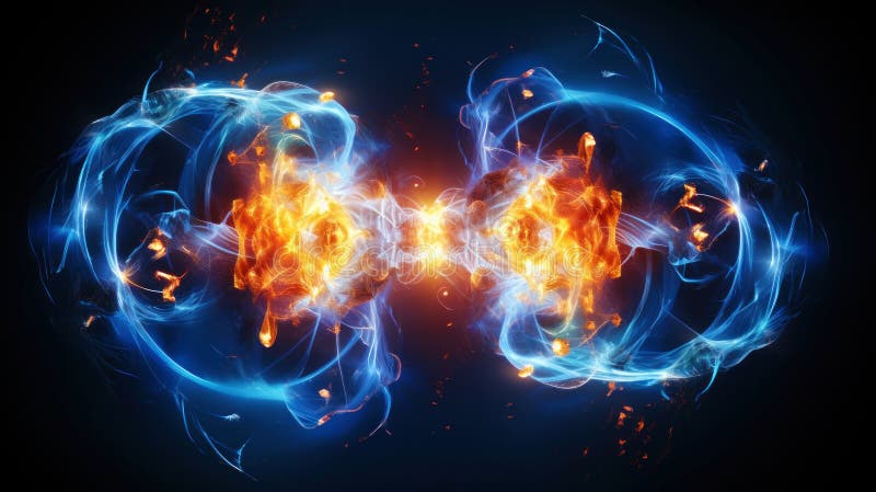 Scientific Concept of Depicting the Fusion of Two Atoms. Sci-fi ...