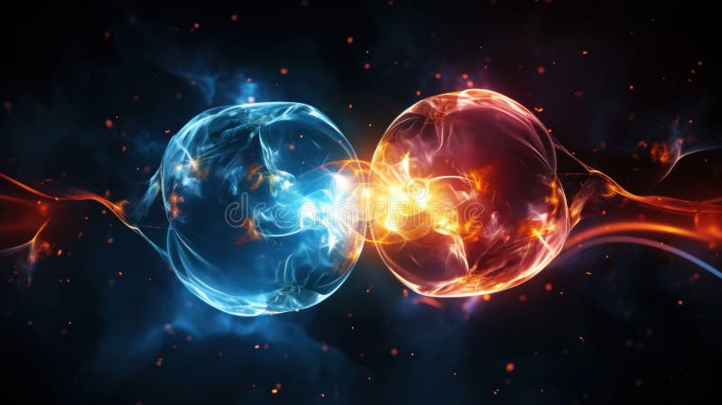 Scientific Concept of Depicting the Fusion of Two Atoms. Sci-fi ...