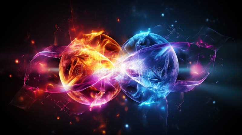 Scientific Concept of Depicting the Fusion of Two Atoms. Sci-fi ...