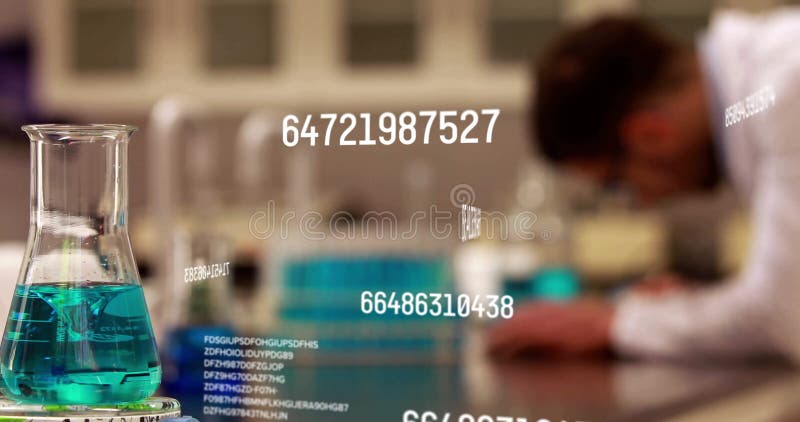 Scientific Data Image Over Laboratory Scene with Scientist Working ...