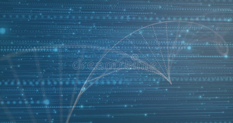 Scientific Data Processing Animation With Dna Strand And Binary Coding