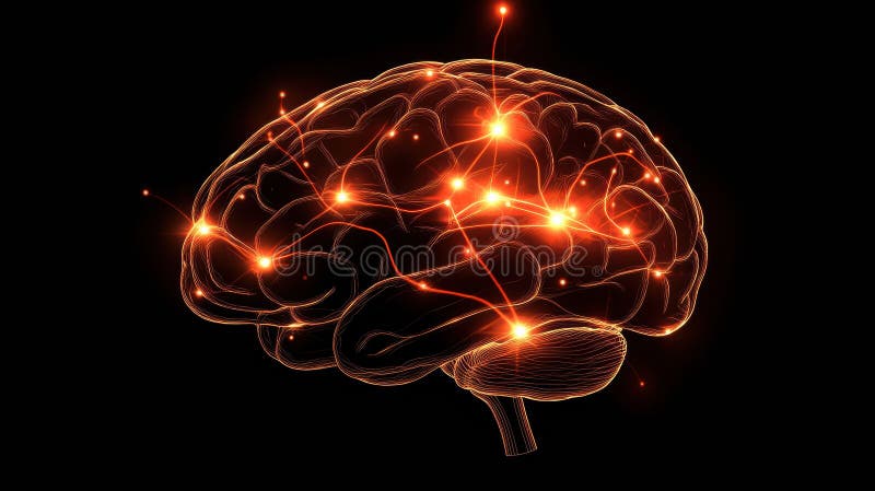 Scientific Depiction of the Brain and Nervous System Showcasing Glowing ...